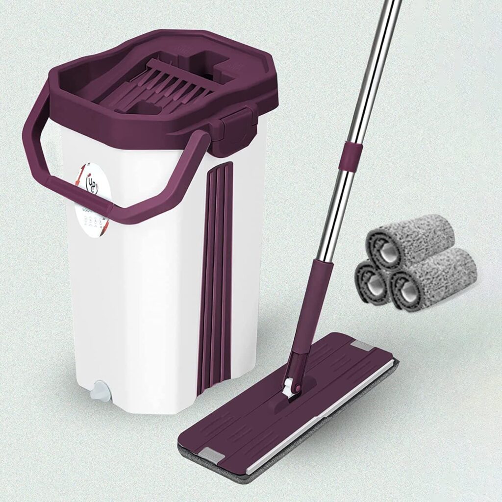 U.P.C. Hands-Free Squeeze Microfiber Flat Spin Mop System 360° Flexible ...